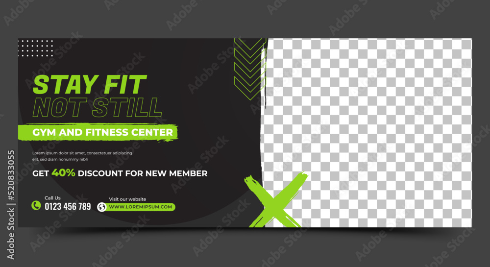 Fitness and workout banner design template. Usable for banner, cover ...