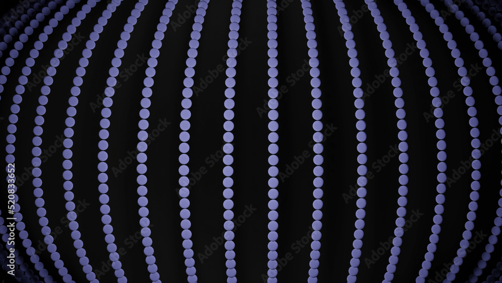 Moving sphere with lines and chain. Design. Bulging chains with 3D ...