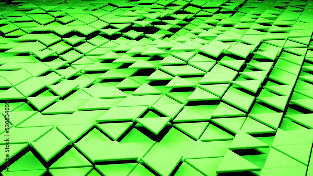 Green little triangles. Design. Bright little triangles that rise and ...