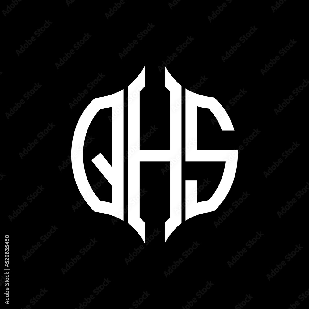 QHS letter logo. QHS best black background vector image. QHS Monogram ...
