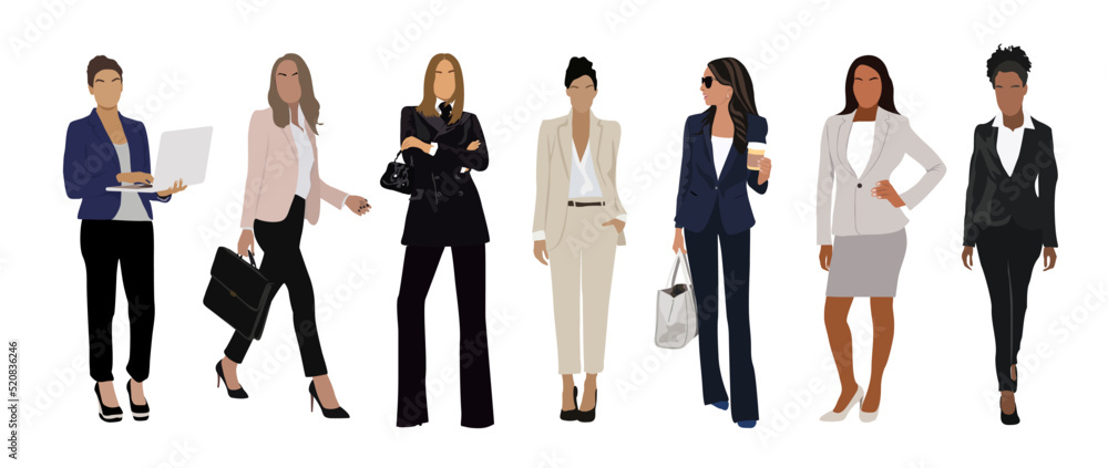 Business women collection. Isolated Vector illustrations diverse ...