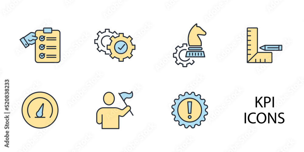 KPI - a performance indicator or key performance indicator icons set ...