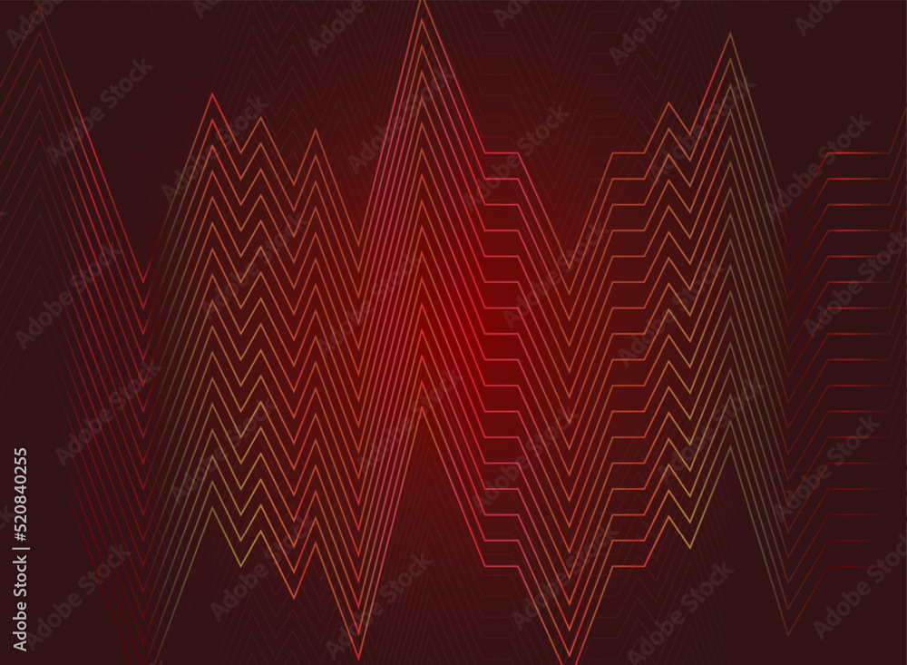 The lines of the ECG graph are arranged in a continuous wave pattern ...