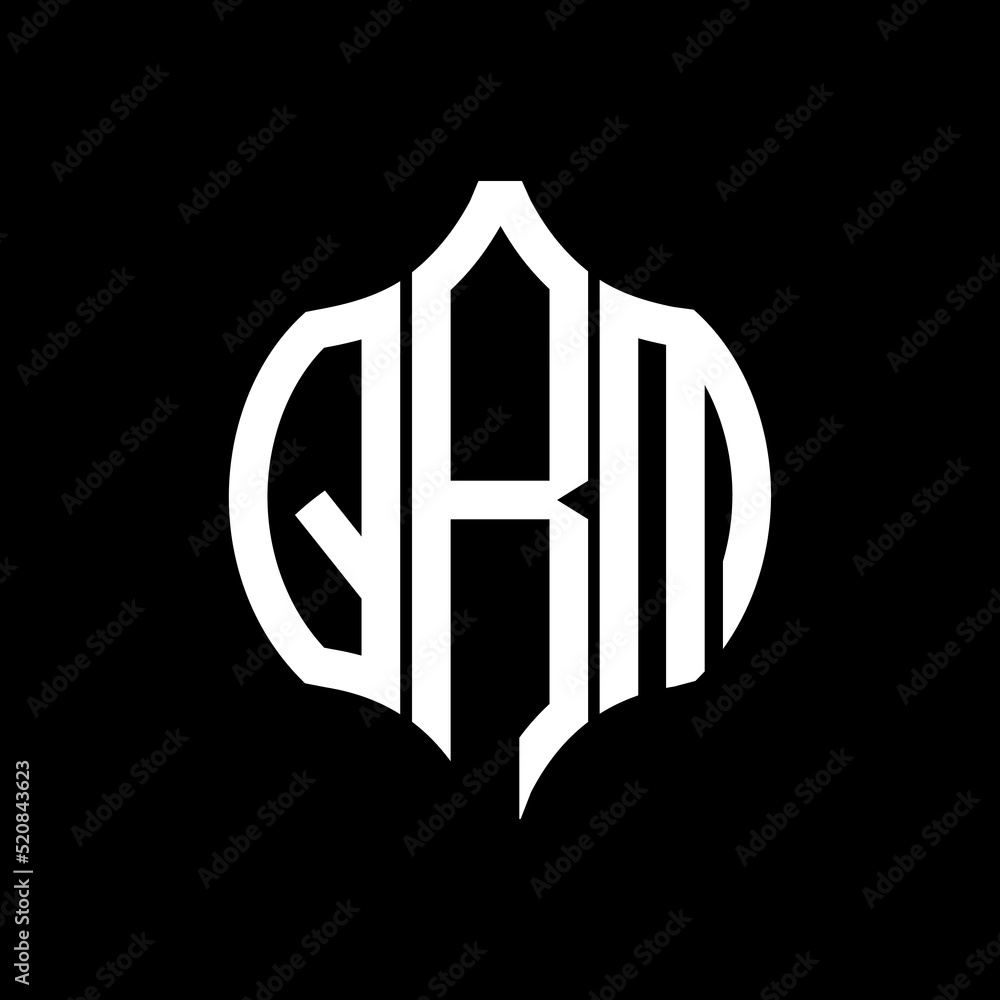 QRM letter logo. QRM best black background vector image. QRM Monogram ...