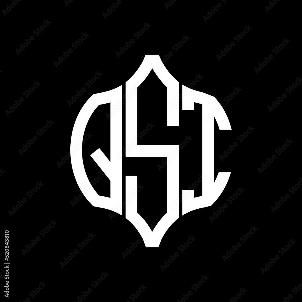 QSI letter logo. QSI best black background vector image. QSI Monogram ...