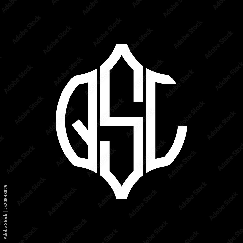QSL letter logo. QSL best black background vector image. QSL Monogram ...