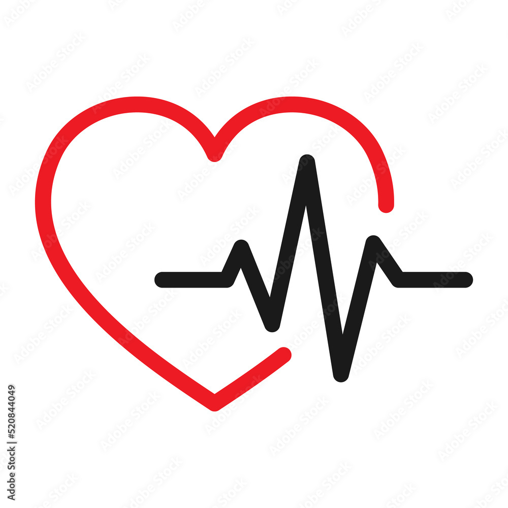 Warning triangle icon, failure icon with heart sign. Heart attack ...