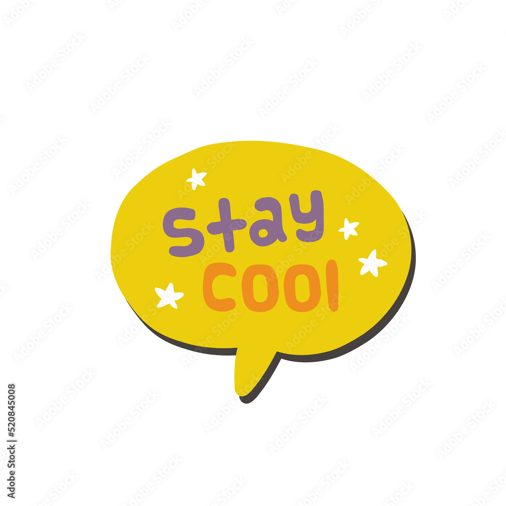 Stay cool. Y2K. Funny cartoon illustration. Vector quote. Comic element ...