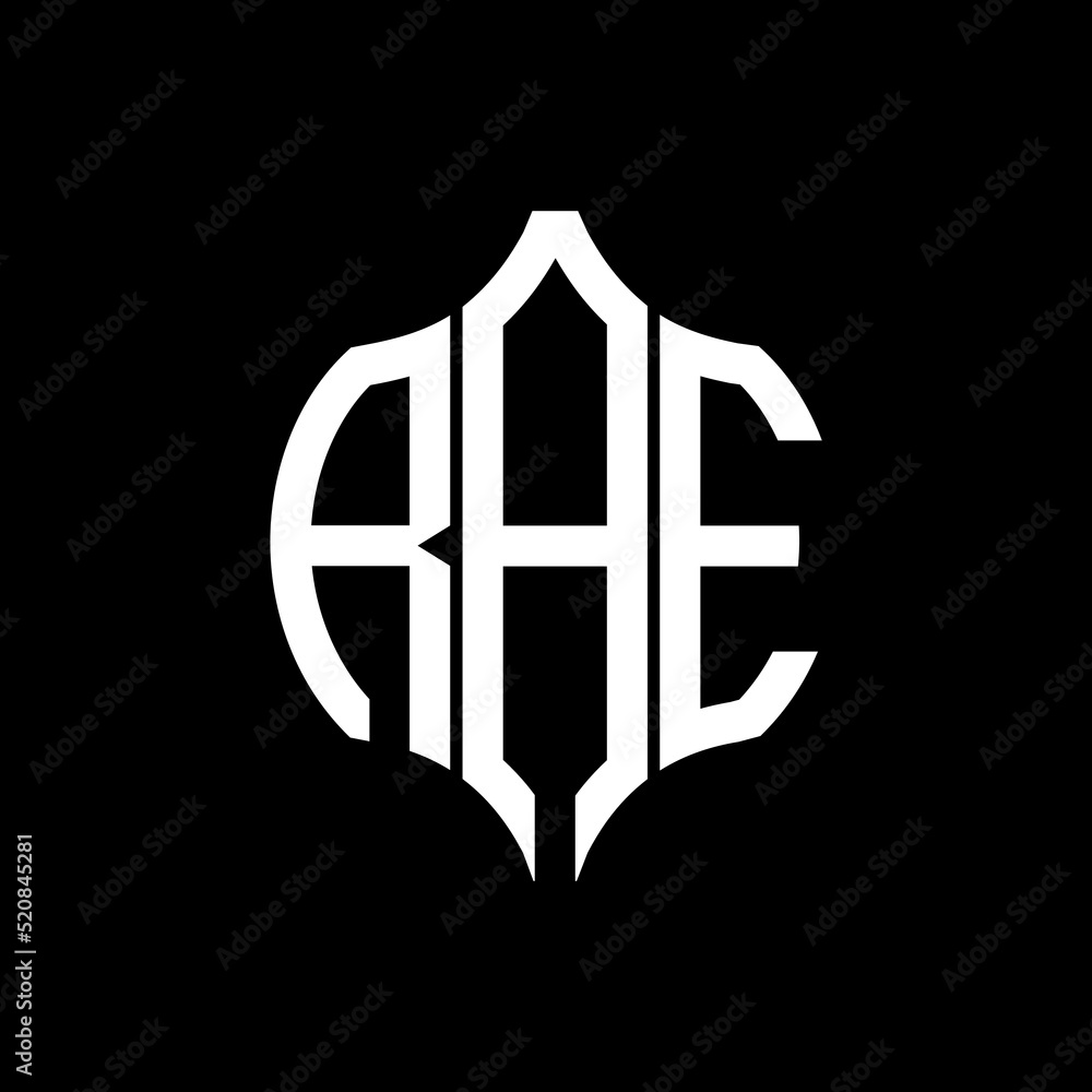RAE letter logo. RAE best black background vector image. RAE Monogram ...