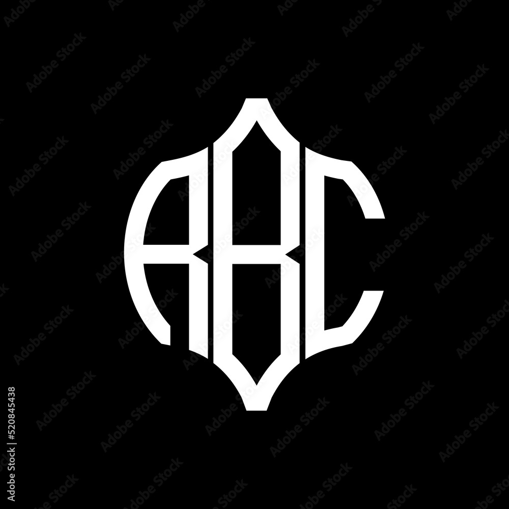 RBC letter logo. RBC best black background vector image. RBC Monogram ...