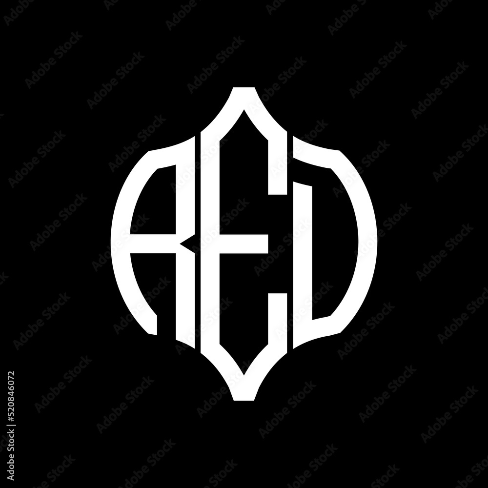 RED letter logo. RED best black background vector image. RED Monogram ...