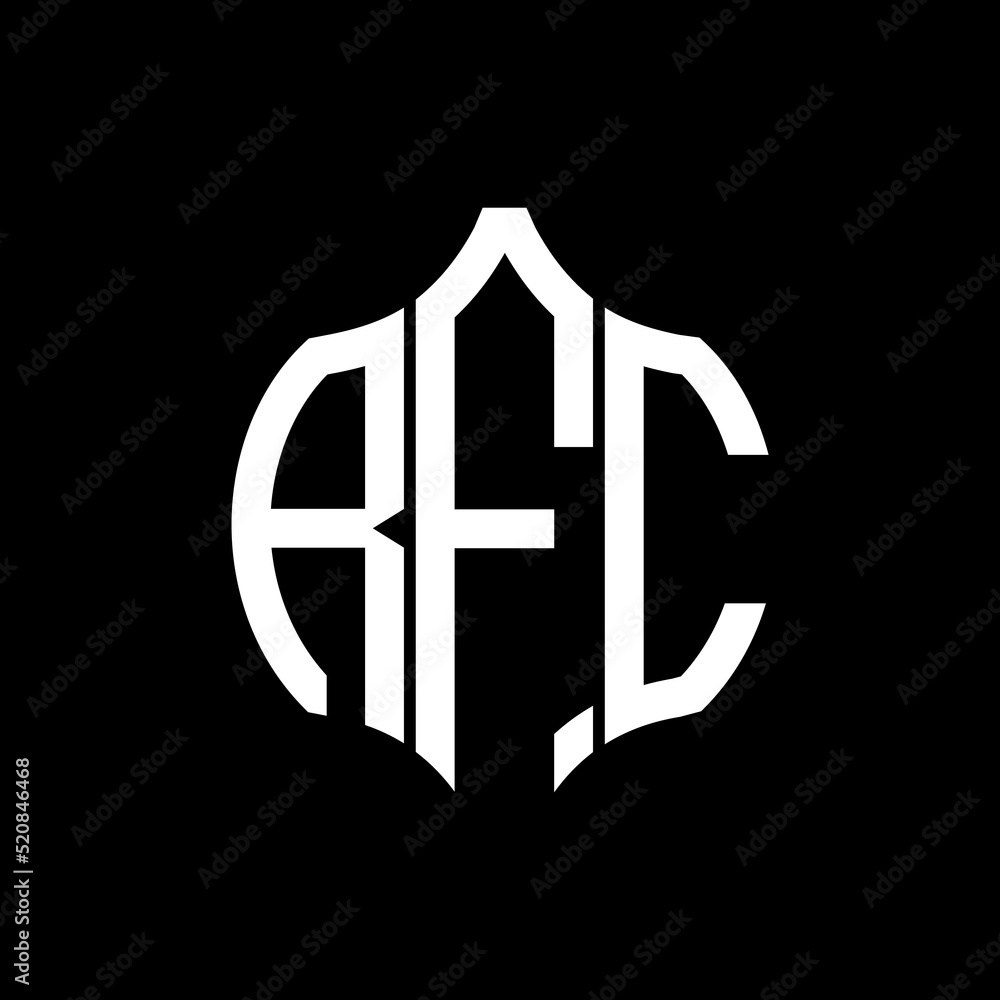 RFC letter logo. RFC best black background vector image. RFC Monogram ...
