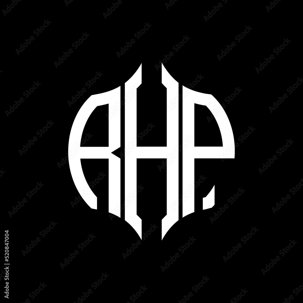 RHP letter logo. RHP best black background vector image. RHP Monogram ...