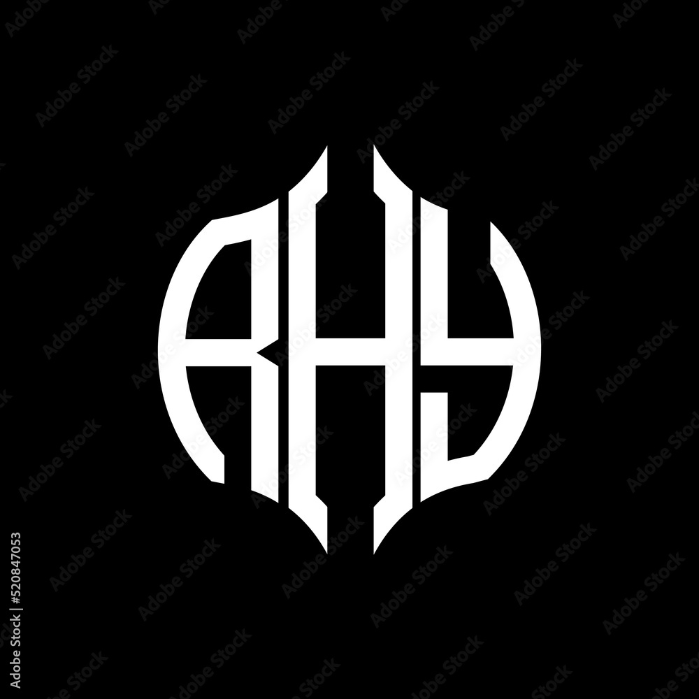 RHY letter logo. RHY best black background vector image. RHY Monogram ...