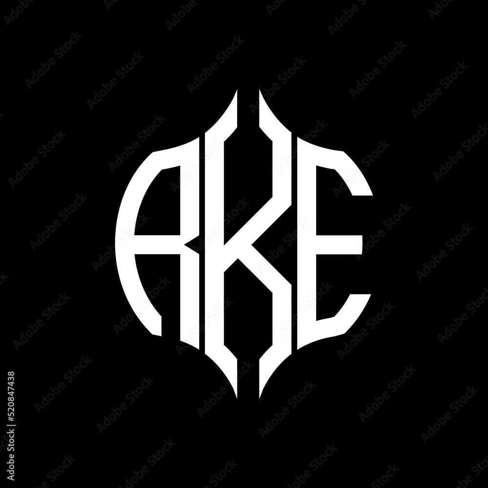 RKE letter logo. RKE best black background vector image. RKE Monogram ...