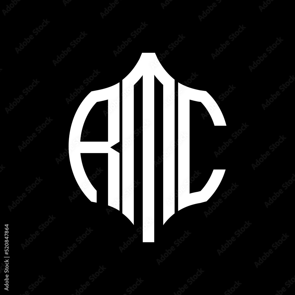 RMC letter logo. RMC best black background vector image. RMC Monogram ...