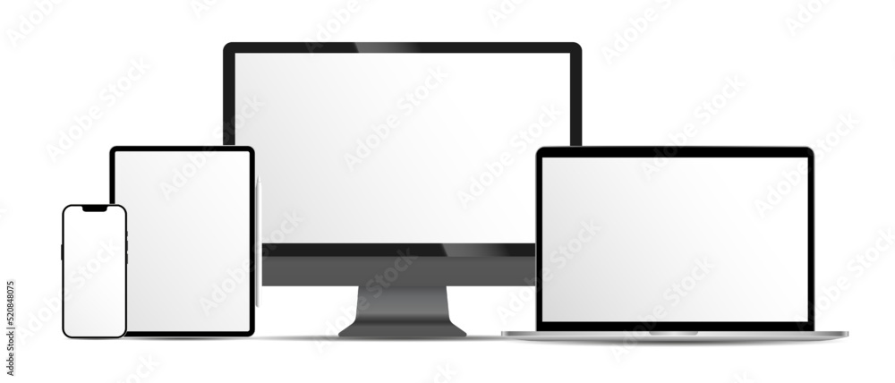 Realistic mockups devices on an isolated background. Vector set of ...
