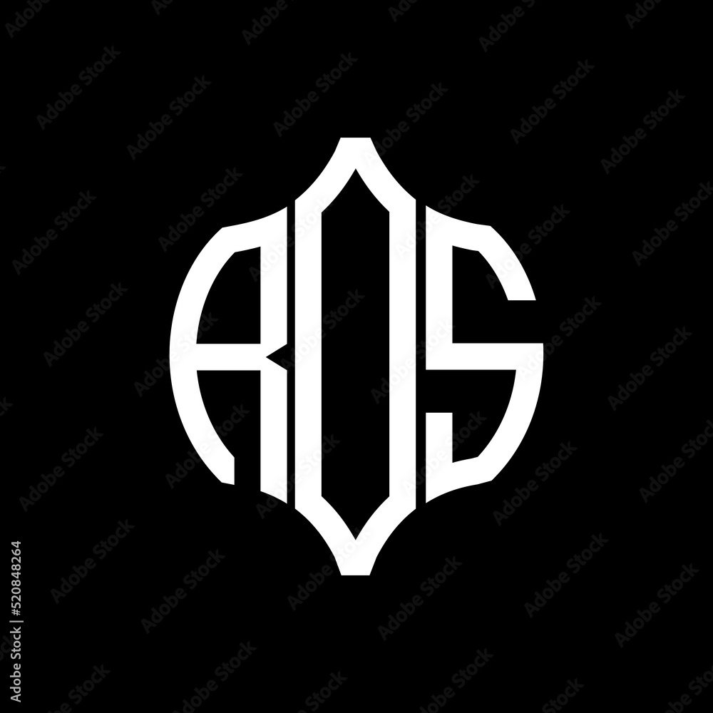 ROS letter logo. ROS best black background vector image. ROS Monogram ...