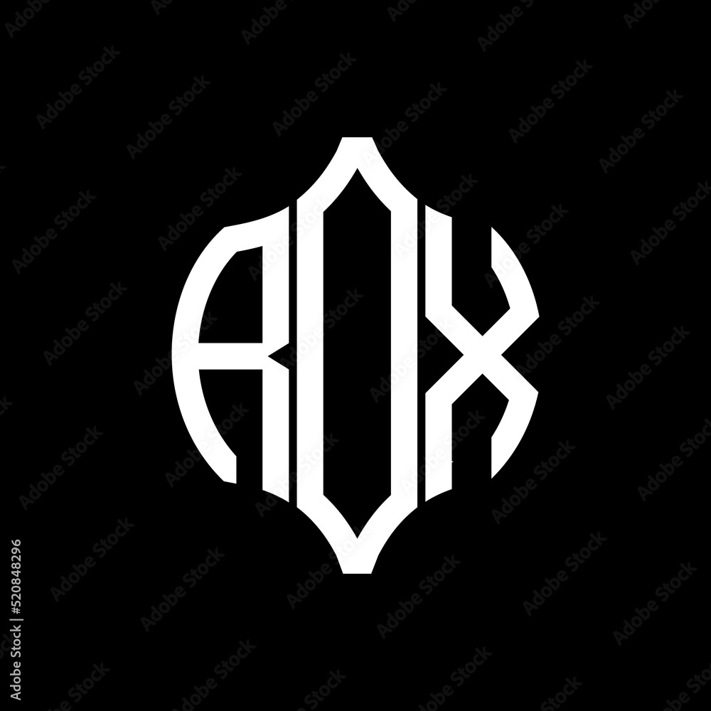 ROX letter logo. ROX best black background vector image. ROX Monogram ...