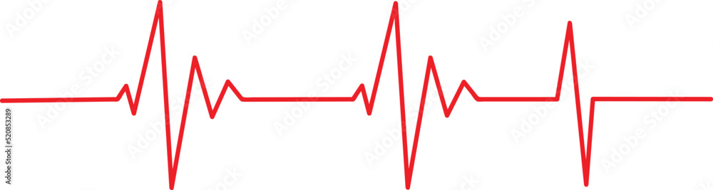 Vector icon of the human pulse line, Heart pulse. Red and white colors ...