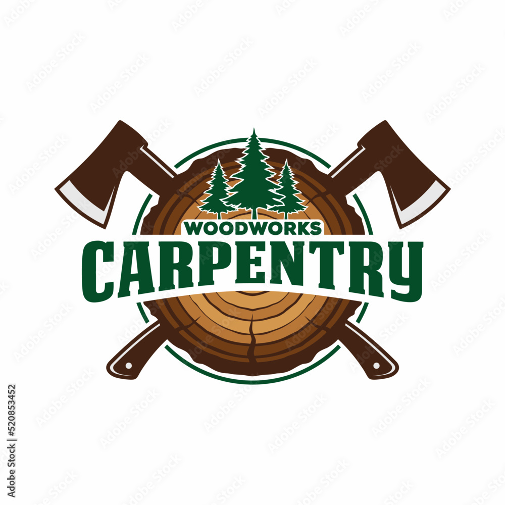 Woodwork logo design template. A carpentry badge for a lumber company ...