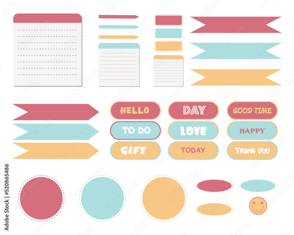 Cute paper notes set. Paper banner design for message. Vector ...