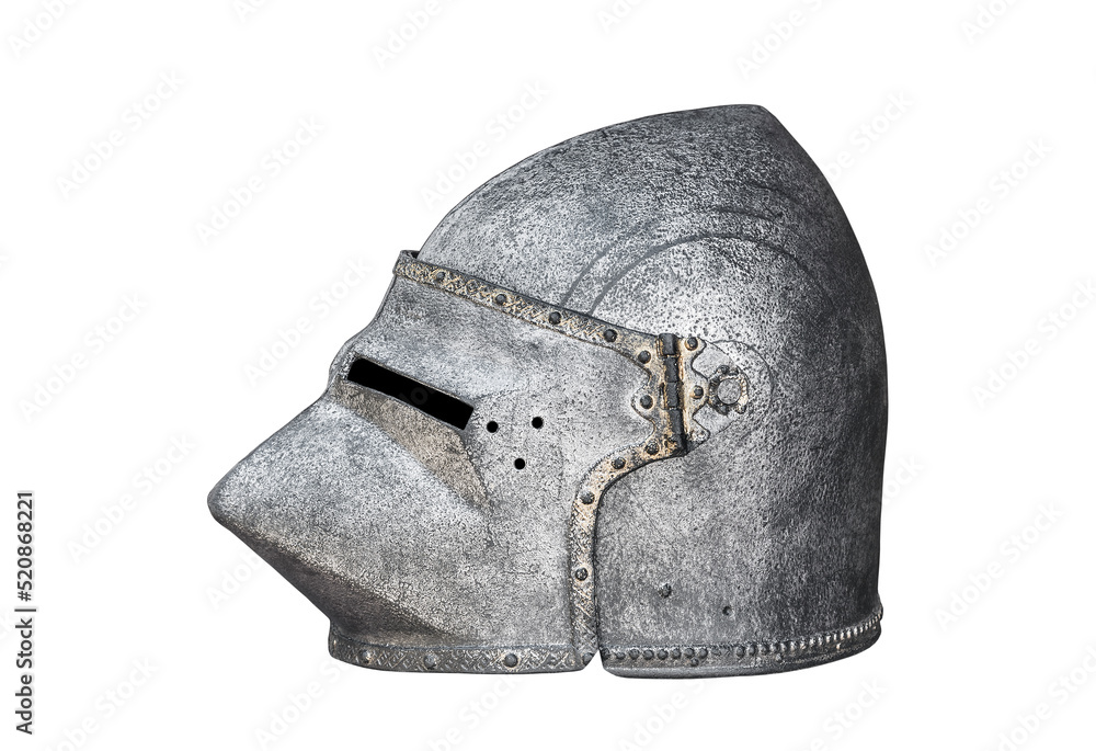 Medieval knight helmet isolated on white background with clipping path ...