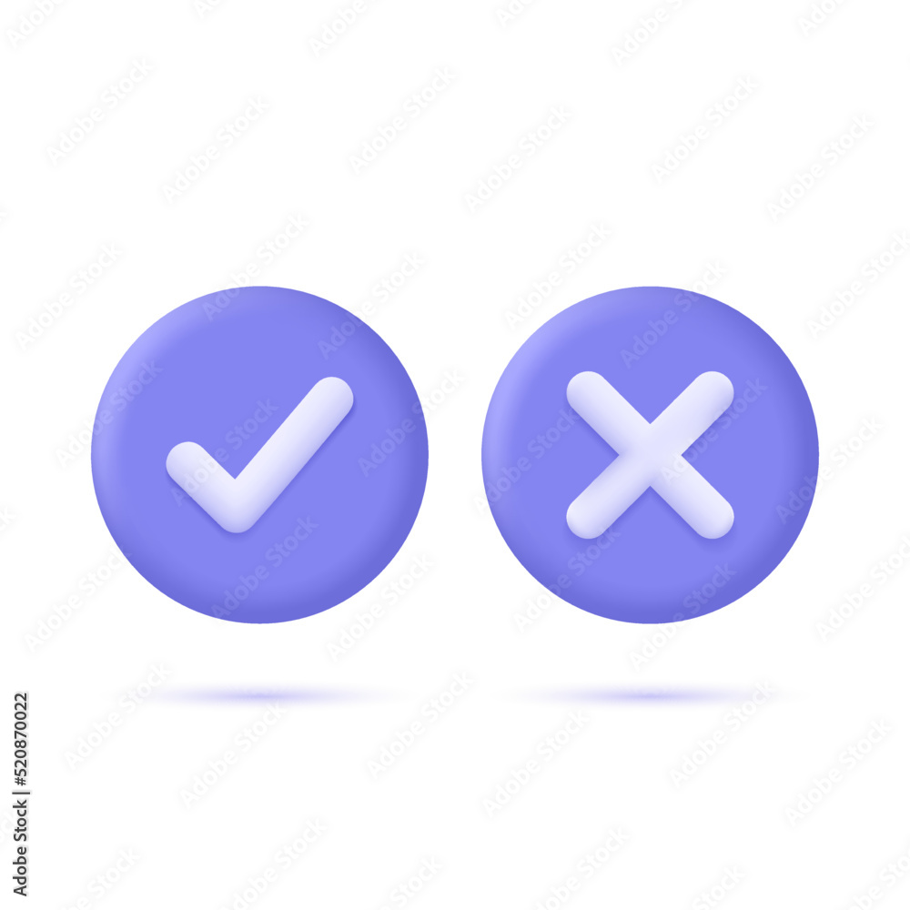 Vektorová grafika „Check mark and cross icon element in circle simple ...