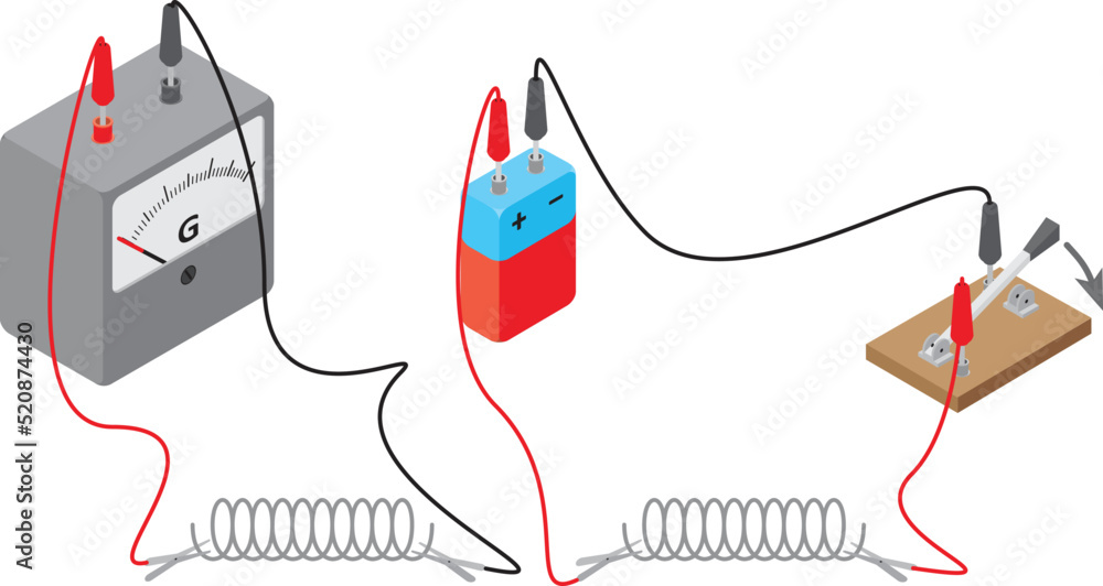 Isolated vector illustration of Michael Faraday's experiment. 3d ...