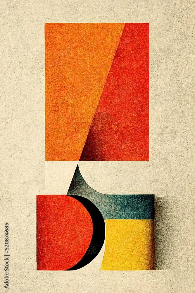 Abstract Bauhaus style background with grainy paper texture. Trendy ...