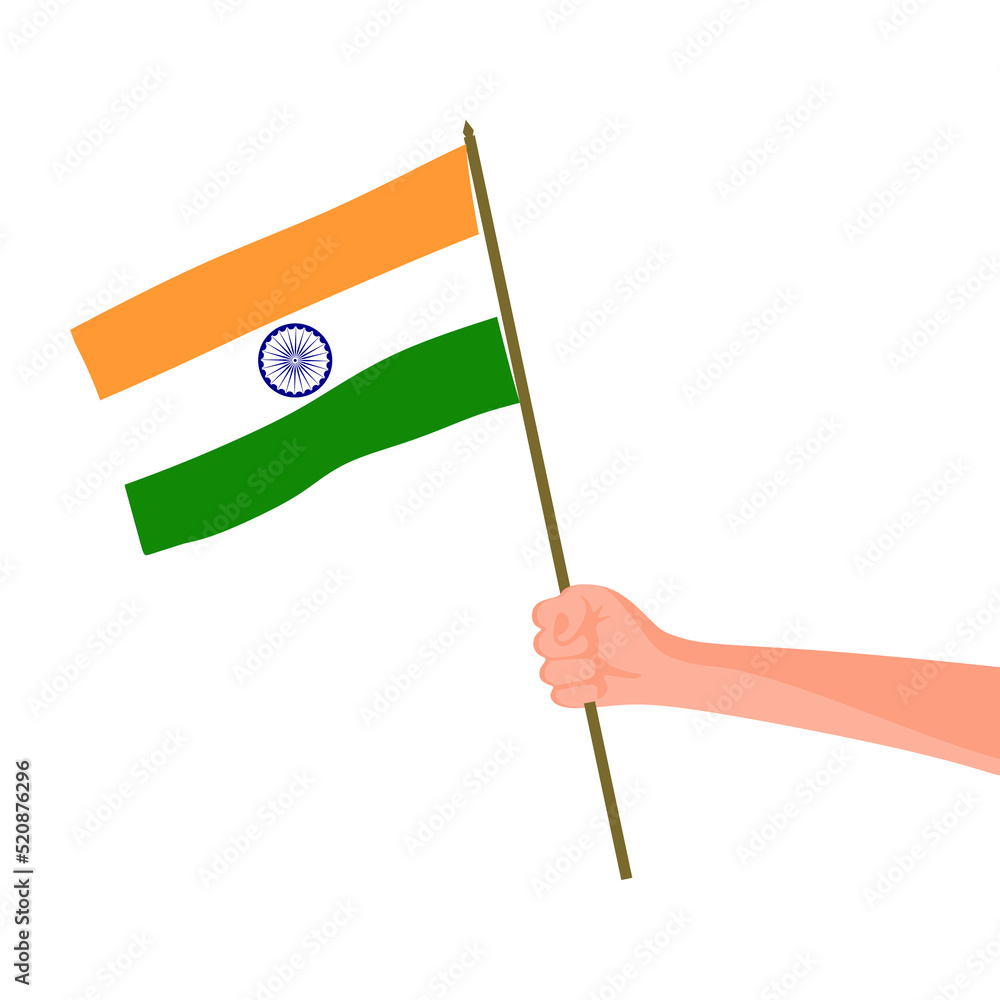 Hand with Indian flag vector illustration. India flag in hand isolated ...
