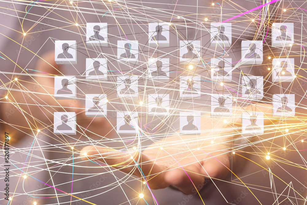 Global network. Blockchain. 3D illustration. Neural networks and ...