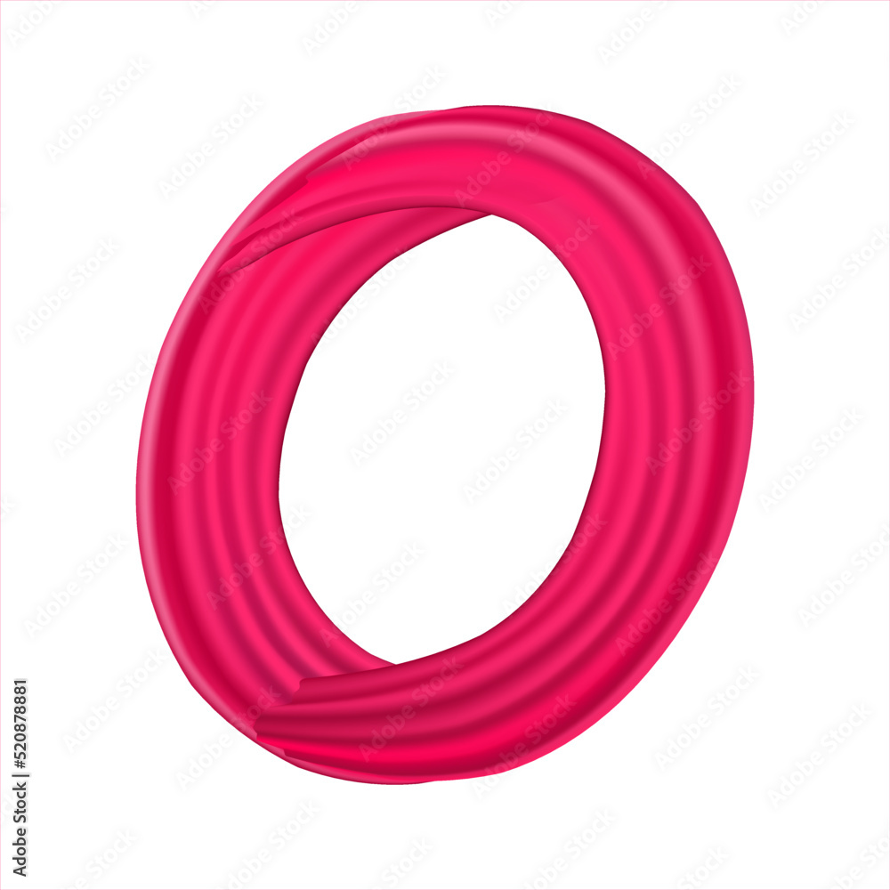 Number 0 of realistic red paint brush strokes. Numbers isolated on a ...