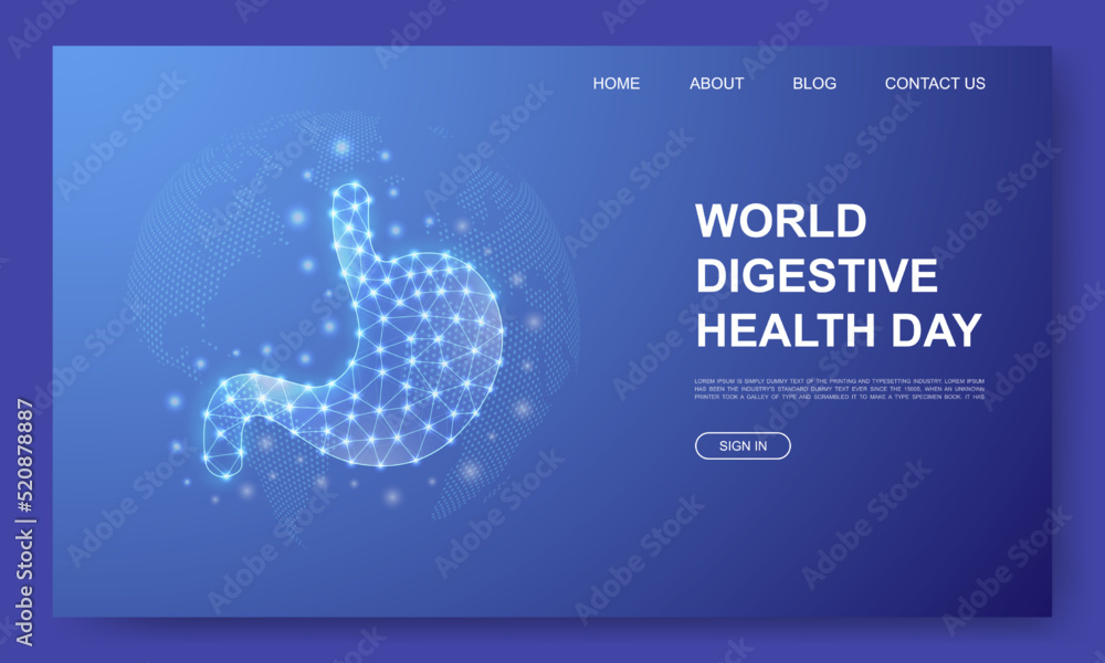 Stomach 3d low poly website template. Digestive system design ...
