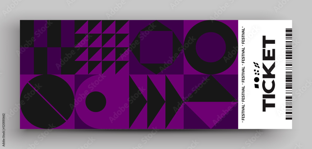 Ticket vector template layout with abstract pattern design graphics ...