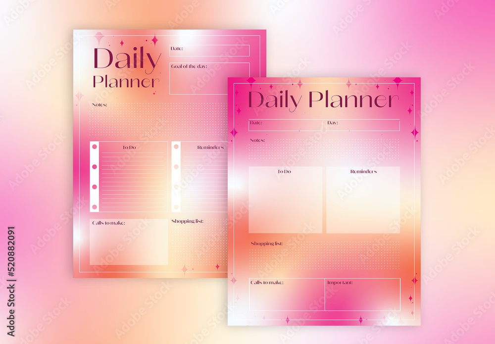 Planner with Pink and Orange Gradients Stock Template | Adobe Stock