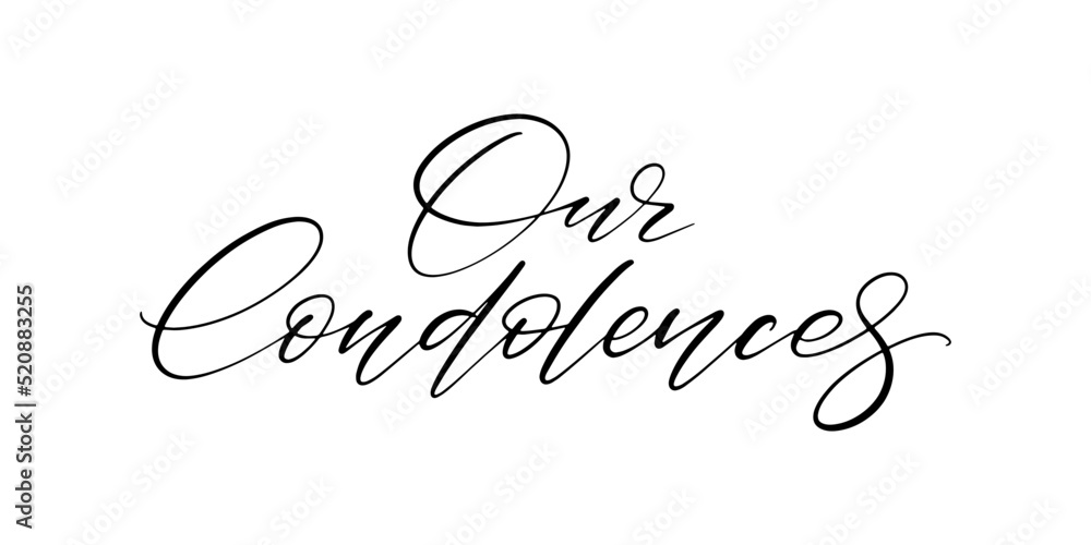 Our condolences card. Handwritten text on white background. Condolence ...