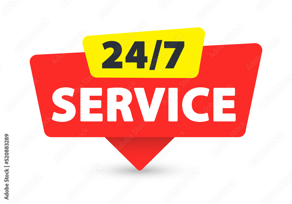 24 7 Service - Banner, Speech Bubble, Label, Sticker, Ribbon Template ...