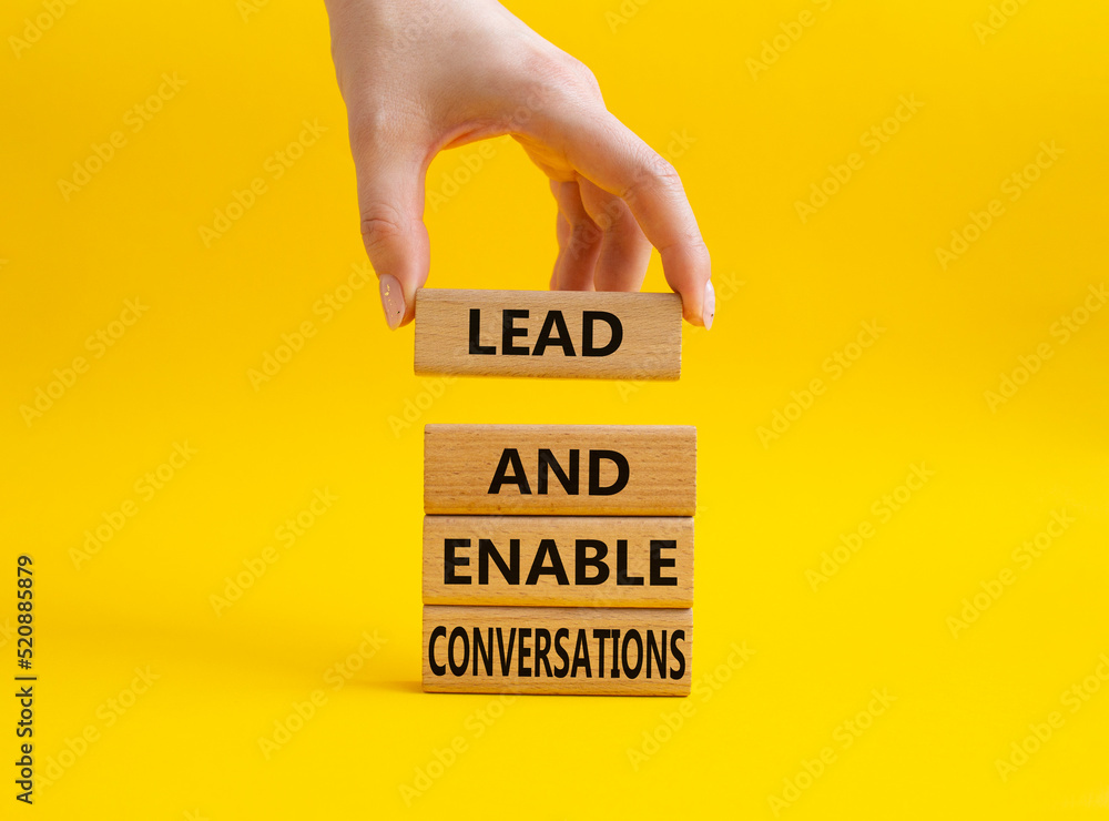 Lead and enable conversations symbol. Concept words Lead and enable ...