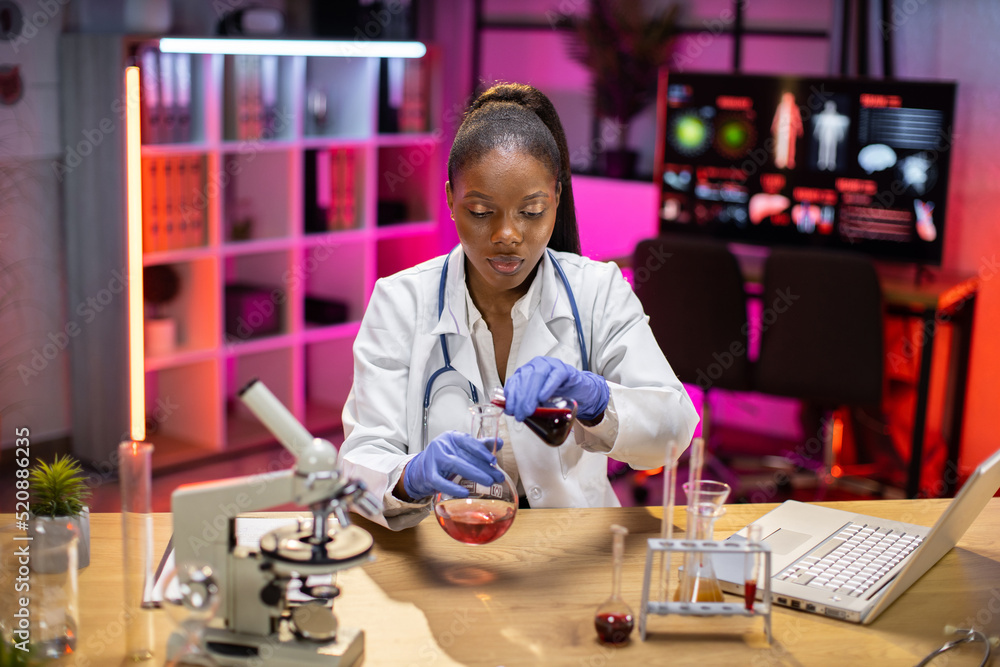 Positive african american female scientist or medical in lab coat ...