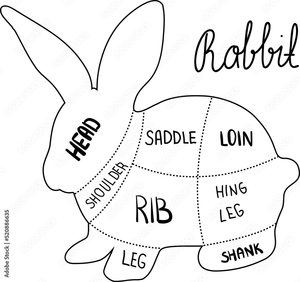 Rabbit silhouette line art. Rabbit cut. Retro animal farm poster for a ...