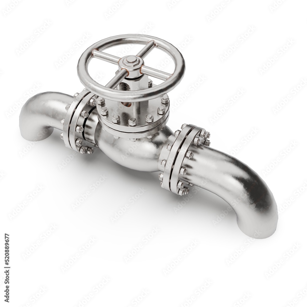 Industrial steel Pipe Valve on White Background Stock Photo | Adobe Stock