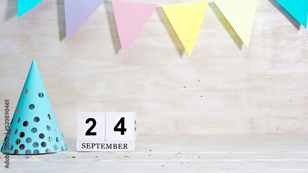 Birthday September 24 on the calendar. Happy birthday card with date ...