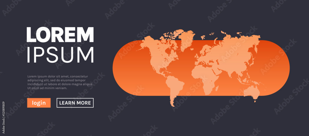 World map and horizontal earth continents concept flat vector ...