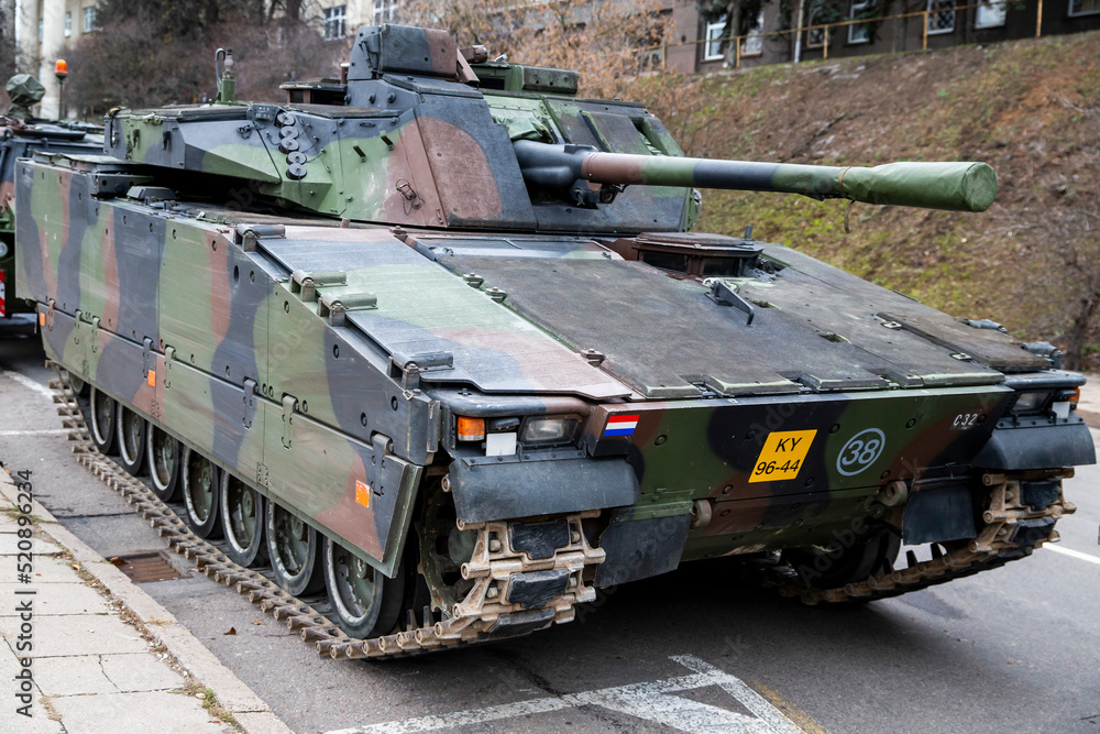 Vilnius/Lithuania November 23, 2018 CV90 Armoured Combat Vehicle. CV90 ...