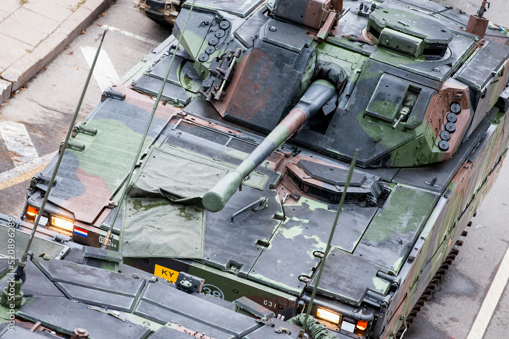Vilnius/Lithuania November 23, 2018 CV90 Armoured Combat Vehicle. CV90 ...