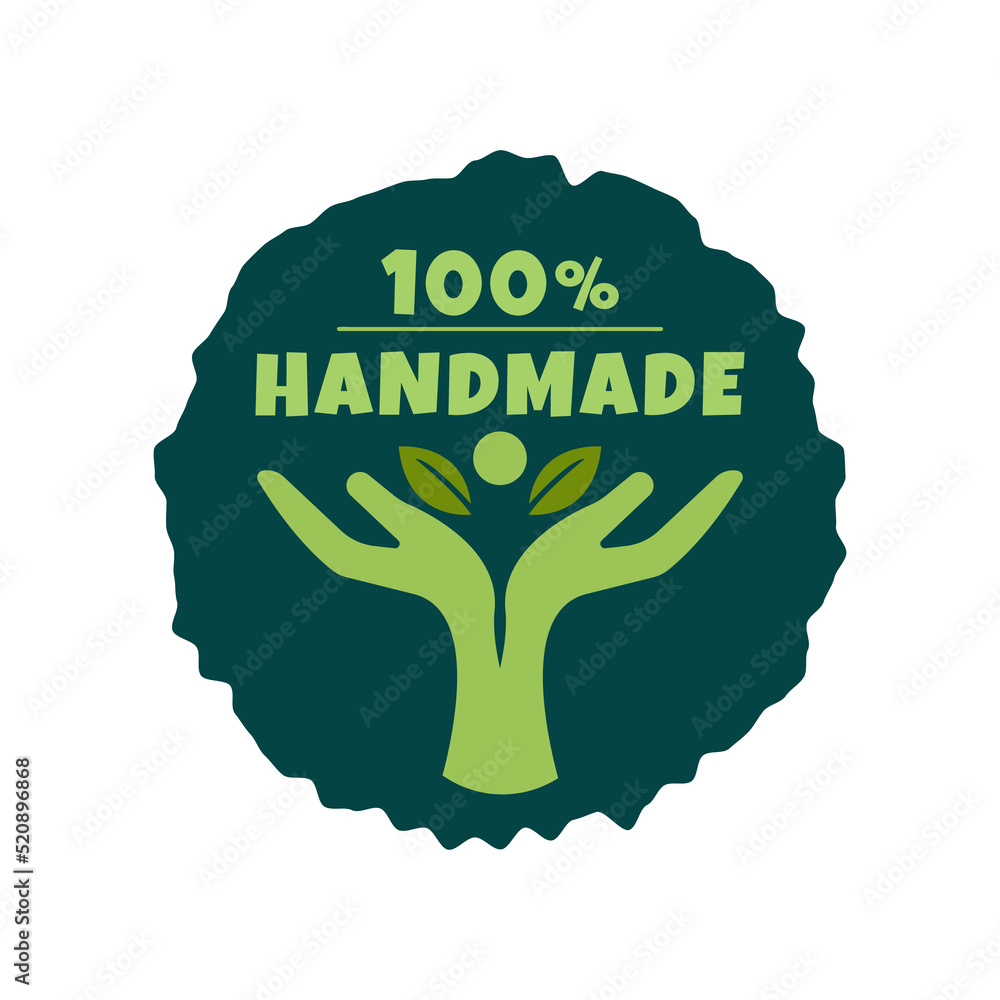 100 percent handmade label logo icon sticker badge. eco and bio natural ...