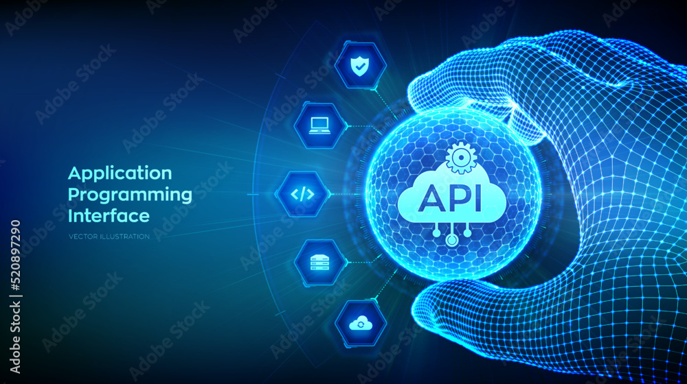 Api Application Programming Interface In The Shape Of Sphere With Hexagon Pattern In Wireframe
