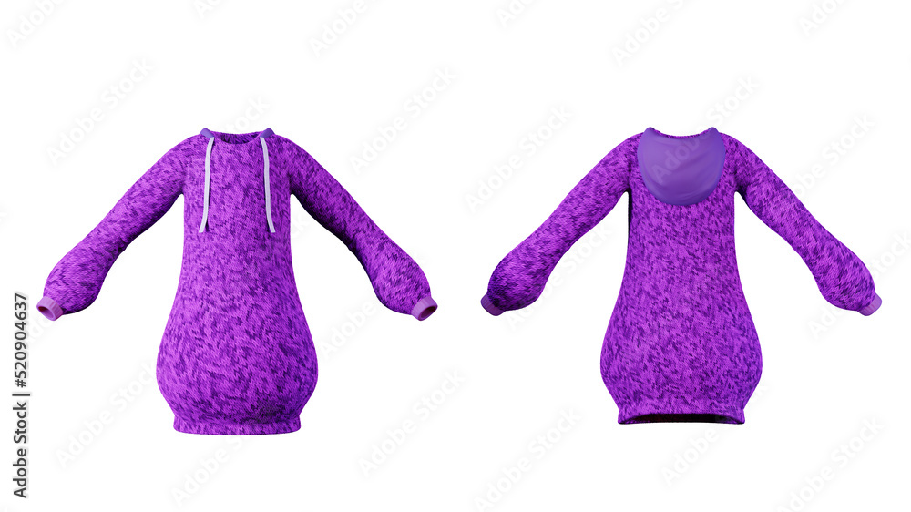 Hoodie mockup, isolated on a white background. Empty knitted sweatshirt ...