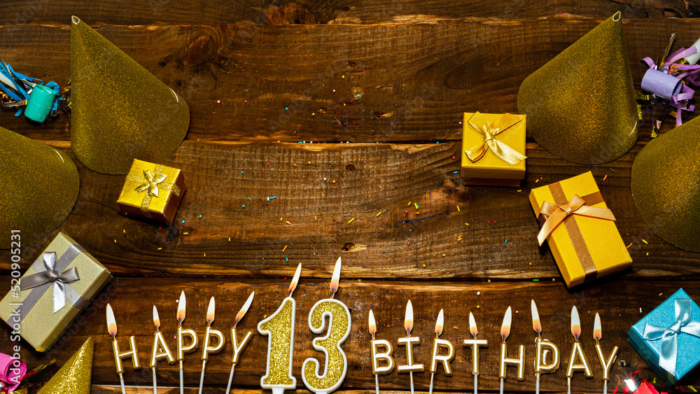 golden letters of the candle with the number happy birthday, the ...